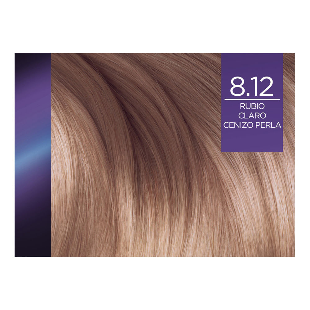 Tinte para Cabello 8.12 Rubio Claro Cenizo Perla Matizador Supreme Caja ...