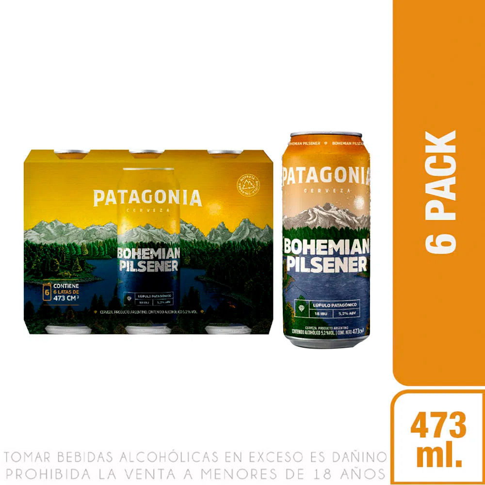 Cerveza Bohemian Pilsener Patagonia Lata 473 Ml Pack 6 Unid Wong