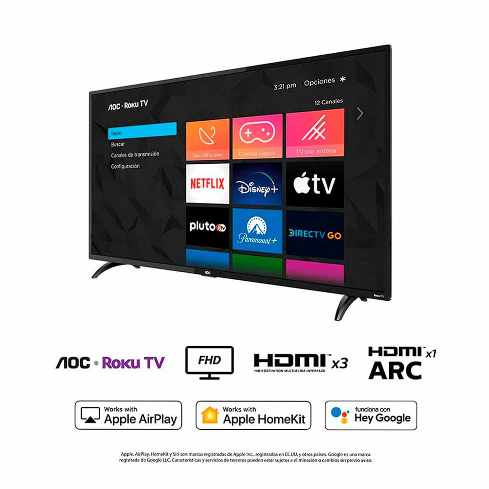 Compara: Smart Tv Aoc Fhd Roku Led 43" 43S5195