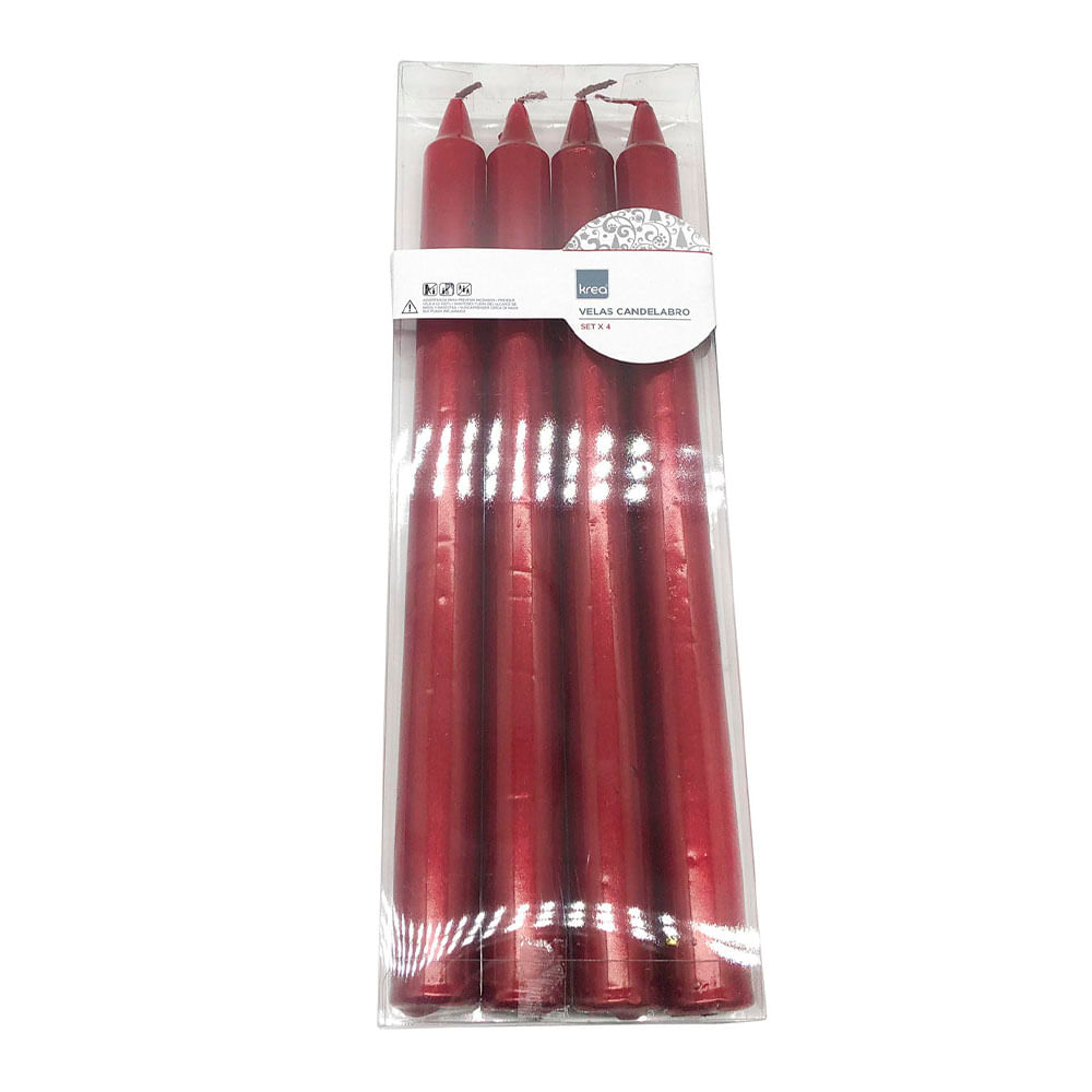 Set x4 Velas Krea Candelabro Roja Navidad - Wong Set x4 Velas Krea Candelabro Roja Navidad - Wong