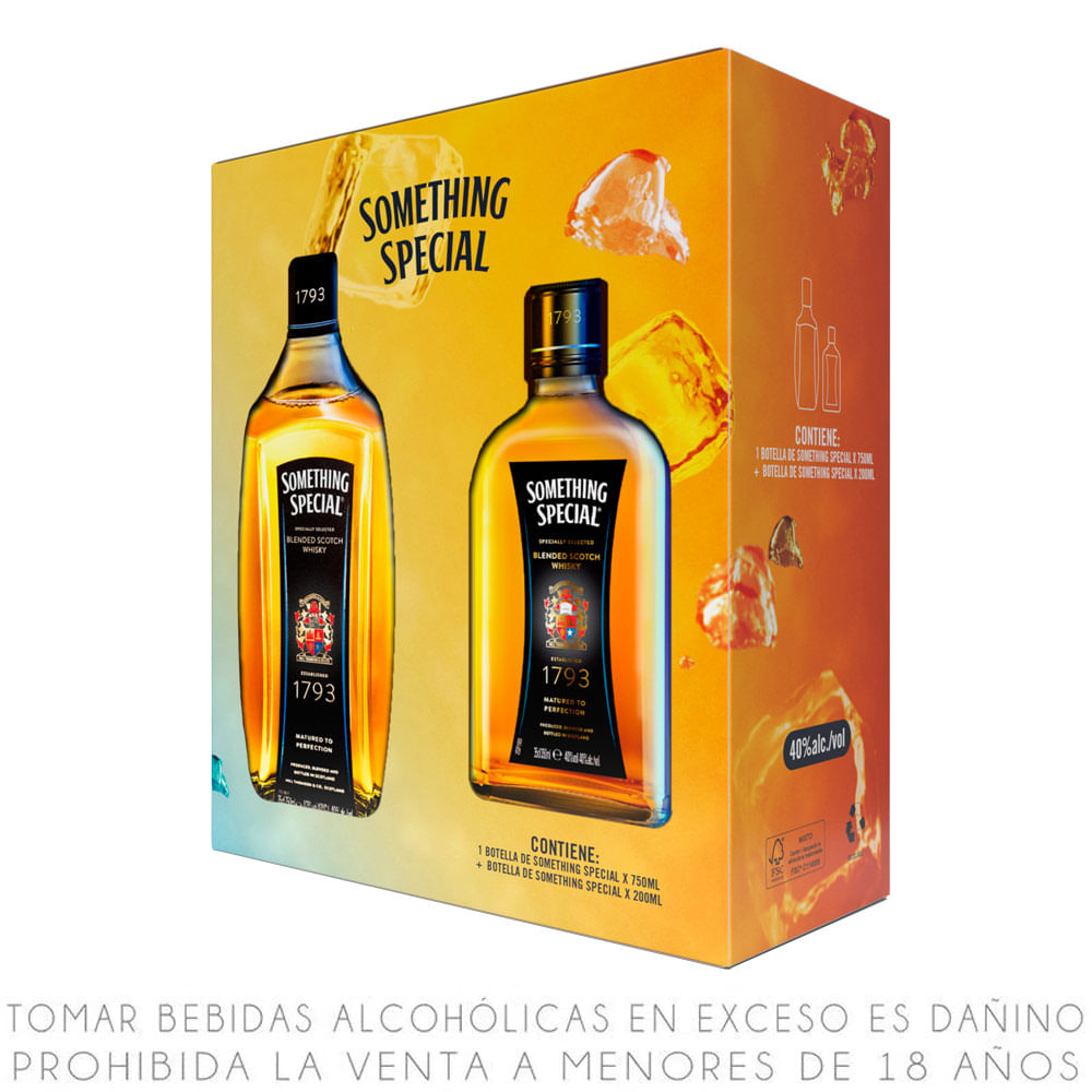 Pack Whisky Something Special: Botella 750ml + Botella 200ml - Wong