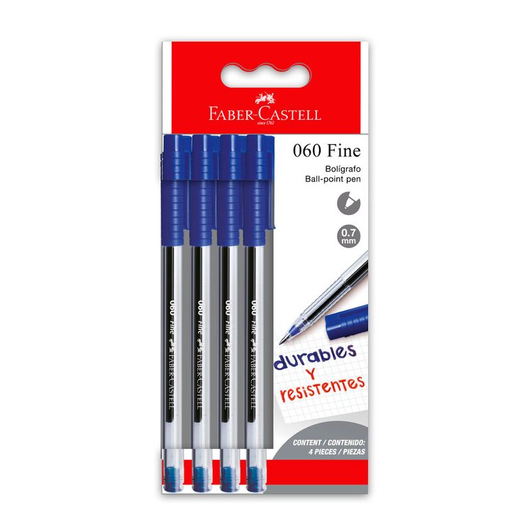 Bolígrafo Faber Castell Azul Bl 4un - Wong